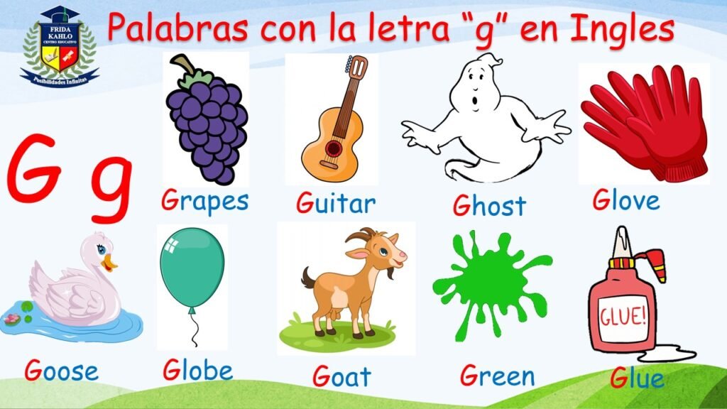 LA LETRA G En INGLES Y ESPA OL PALABRAS CON G G